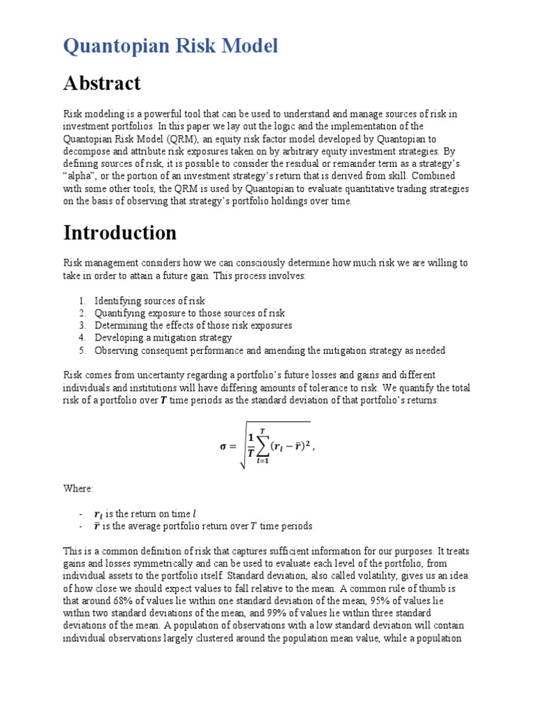 Quantopian Risk Model: Is The Return On Time | PDF | Capital Asset Pricing Model | Risk