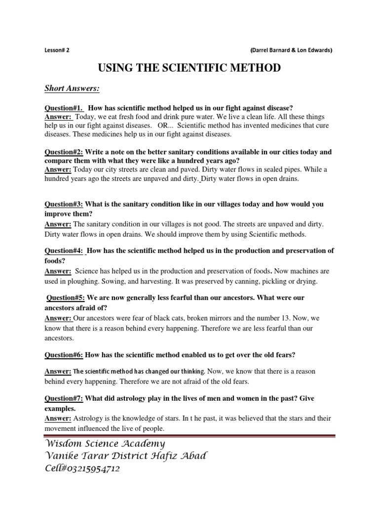 Using The Scientific Method: Short Answers | PDF | Poverty | Poverty ...