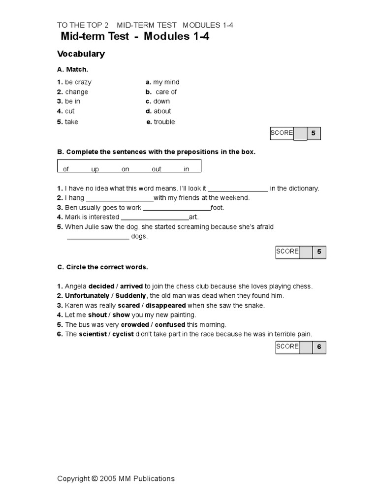 Mid-Term Test 1-4 | PDF