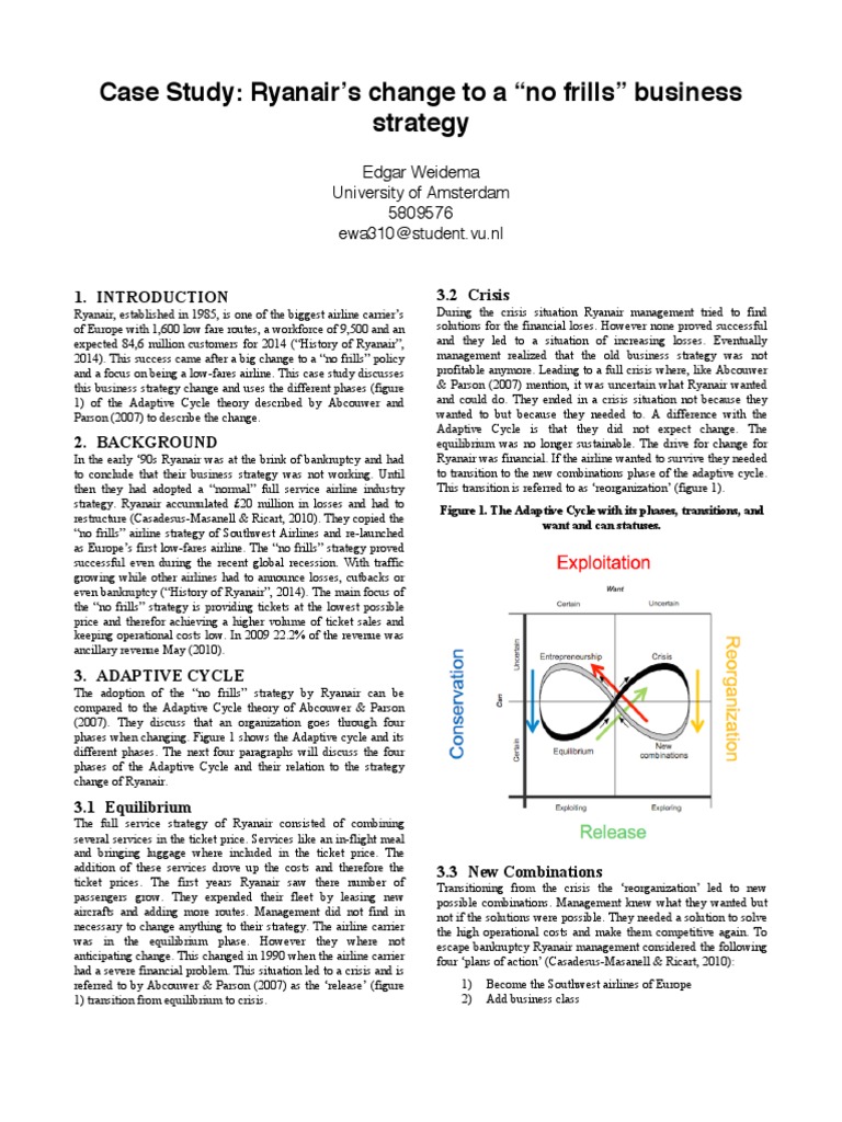 Case Study: Ryanair's Change To A "No Frills" Business Strategy | PDF | Airlines | Low Cost Carrier