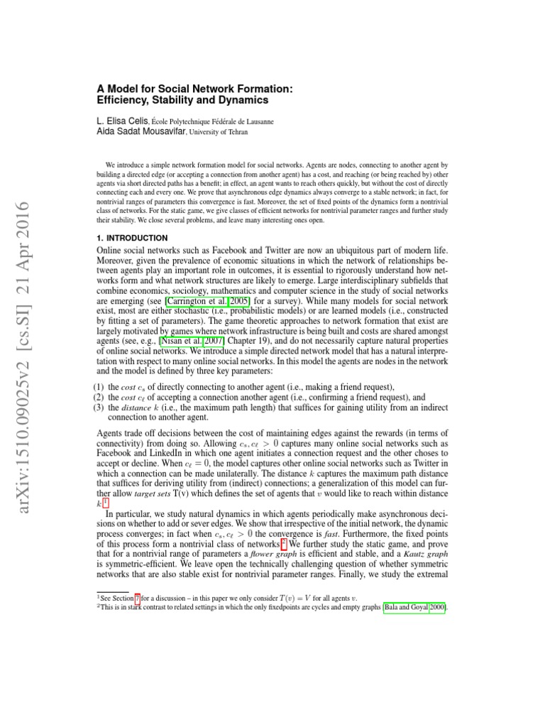 Model For Social Network Formation | PDF | Vertex (Graph Theory ...