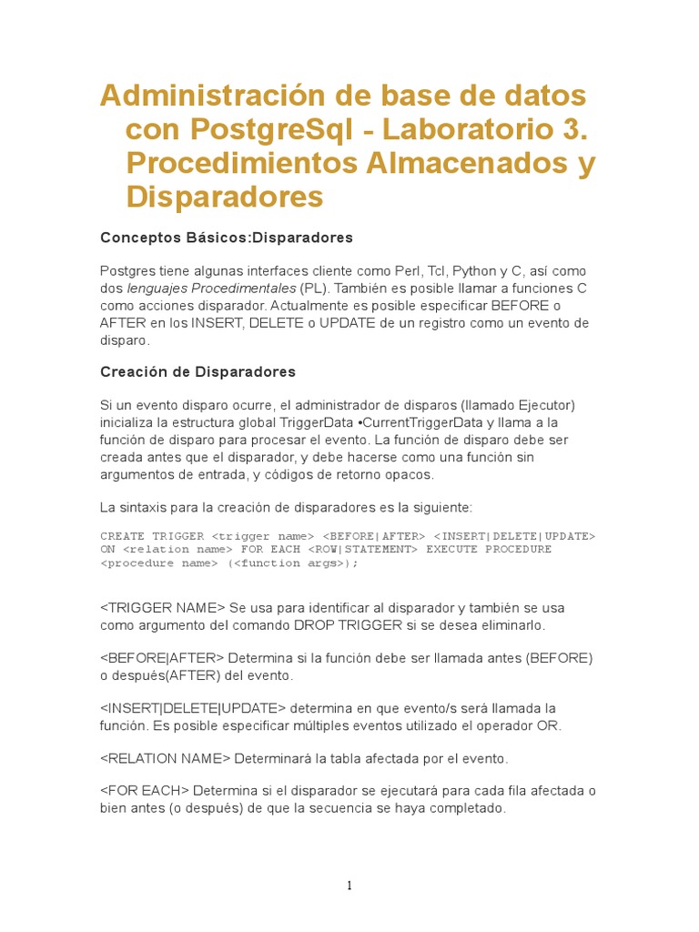 Administración de Base de Datos Con PostgreSql LAB 3 | Descargar gratis PDF | Recuperación de ...