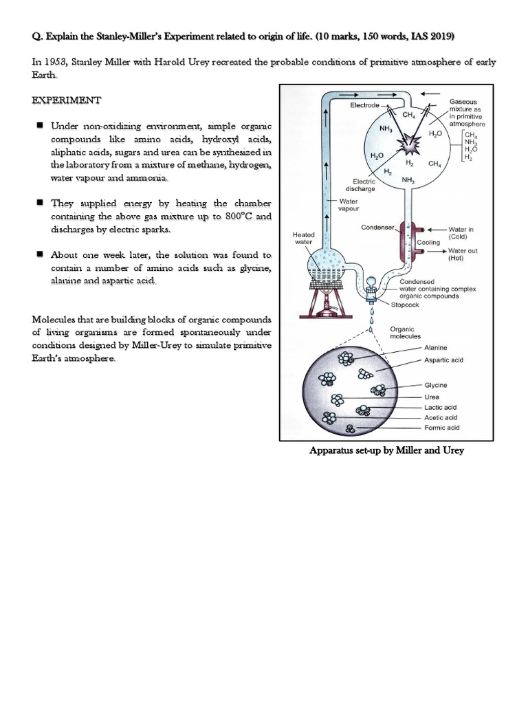 Miller-Urey Experiment Overview | PDF | Social Science | Science ...