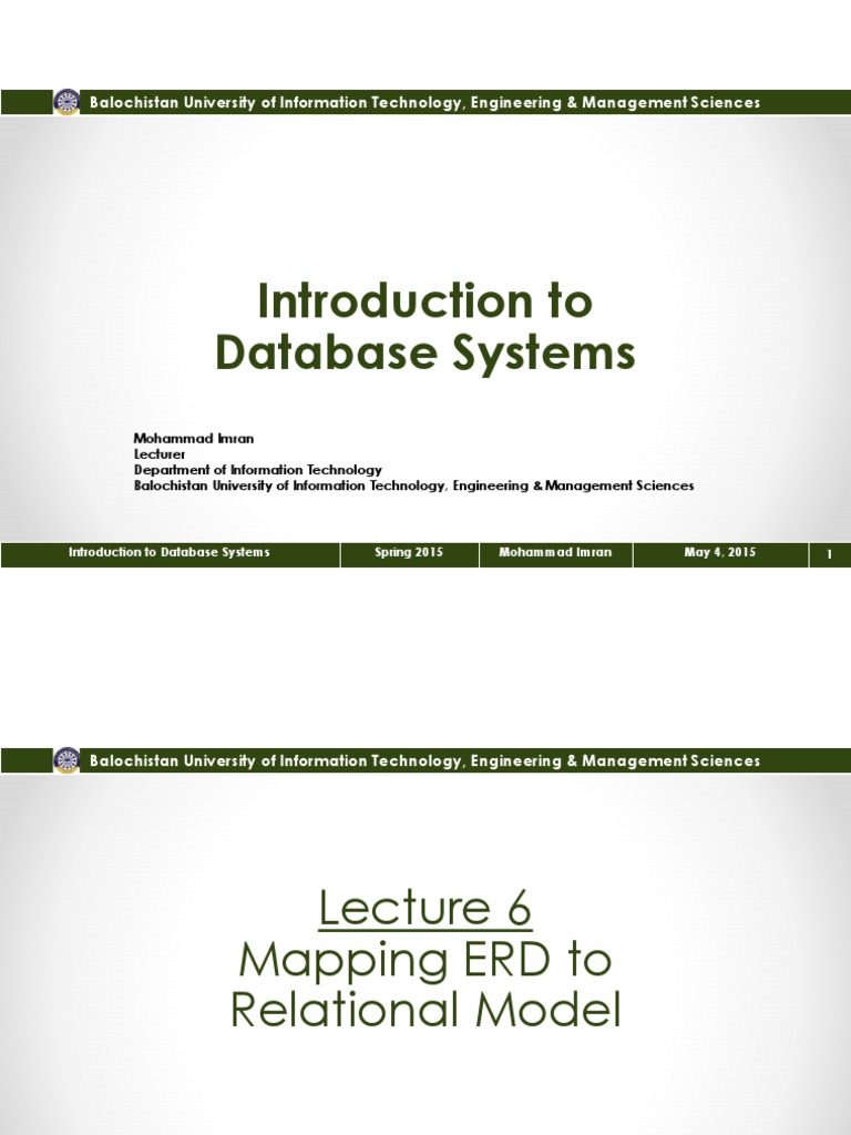 Lec 6 - IDB | Download Free PDF | Relational Model | Relational Database