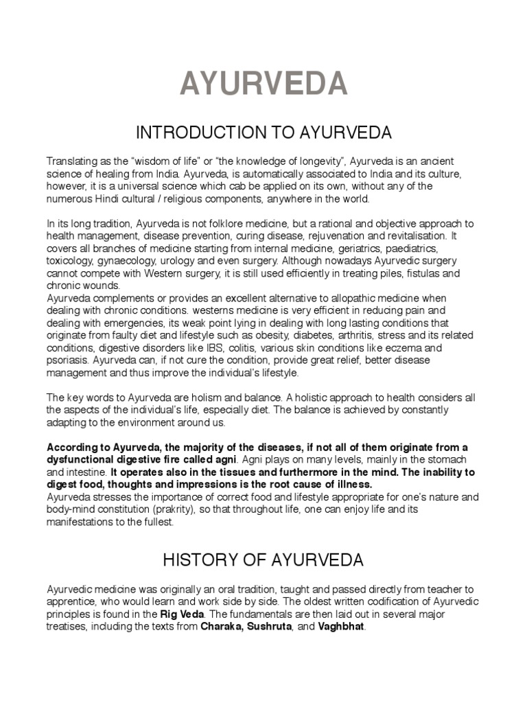 Introduction To Ayurveda | PDF | Prana | Ayurveda