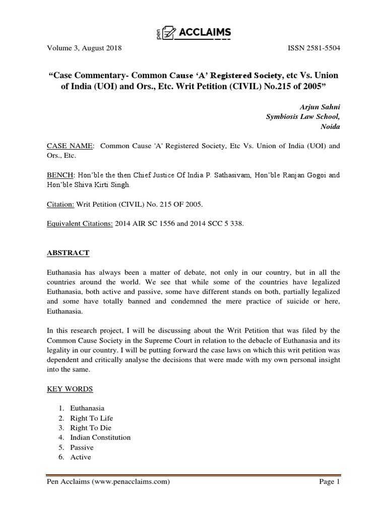 Common Cause v. UOI | PDF | Supreme Court Of India | Justice