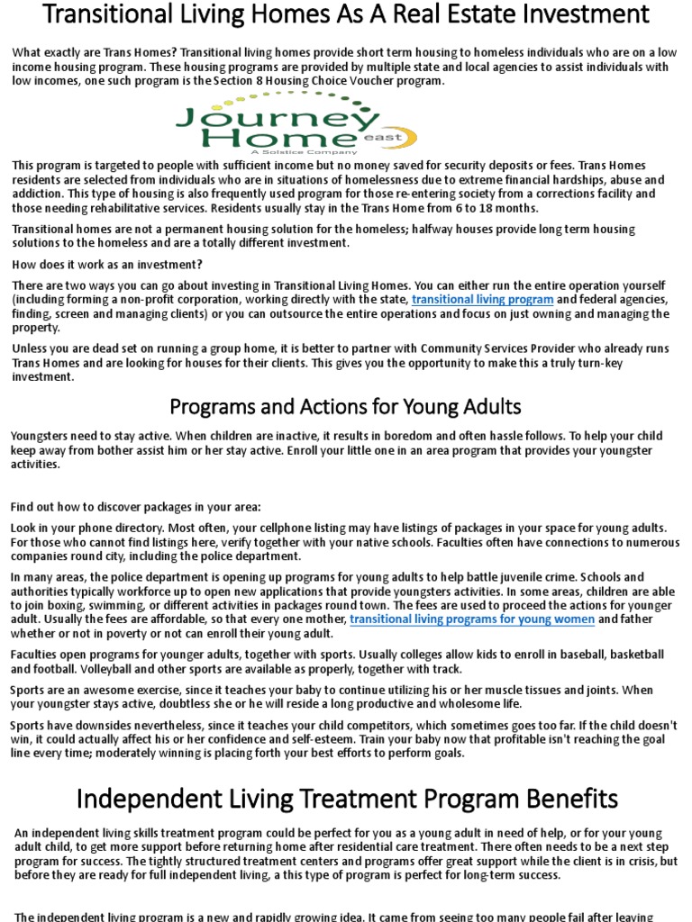 Transitional Living Program For Young Adults | PDF | Planets In ...