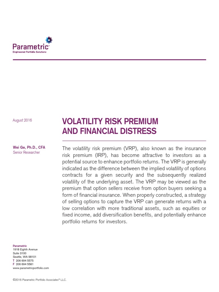 Volatility Risk Premium and Financial Distress: August 2016 | Download ...