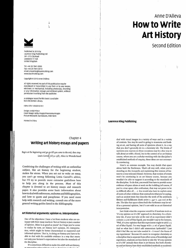 Anne D'Alleva-How To Write Art History PDF | PDF