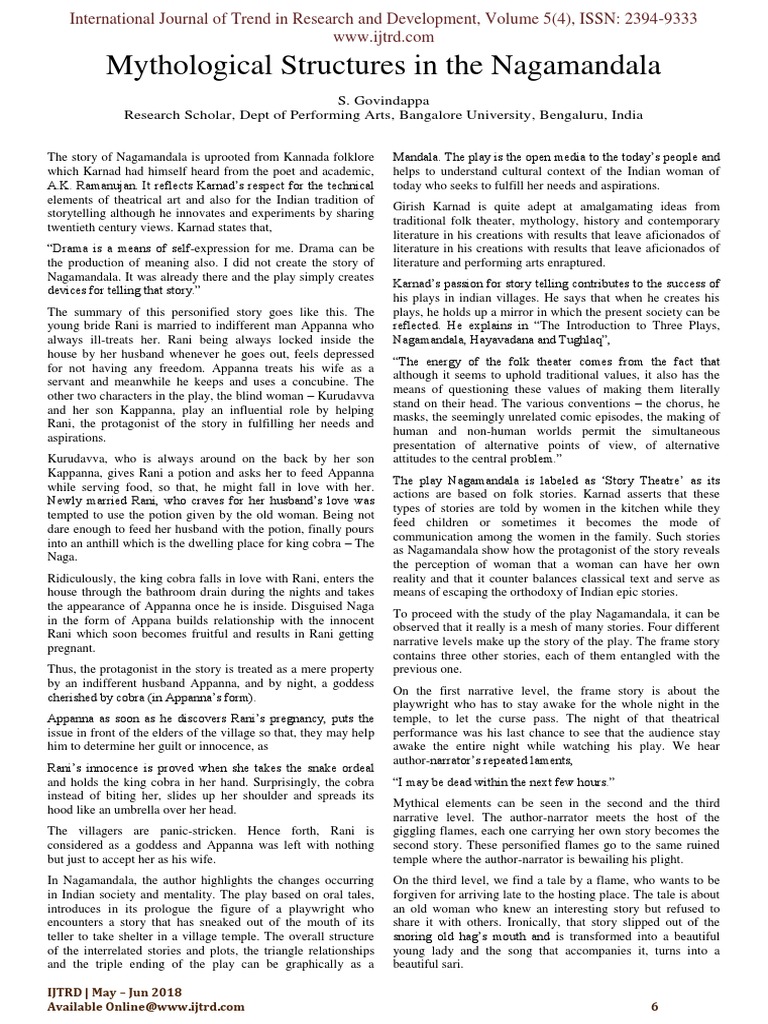 Mythological Structures in Nagamandala | PDF | Narrative