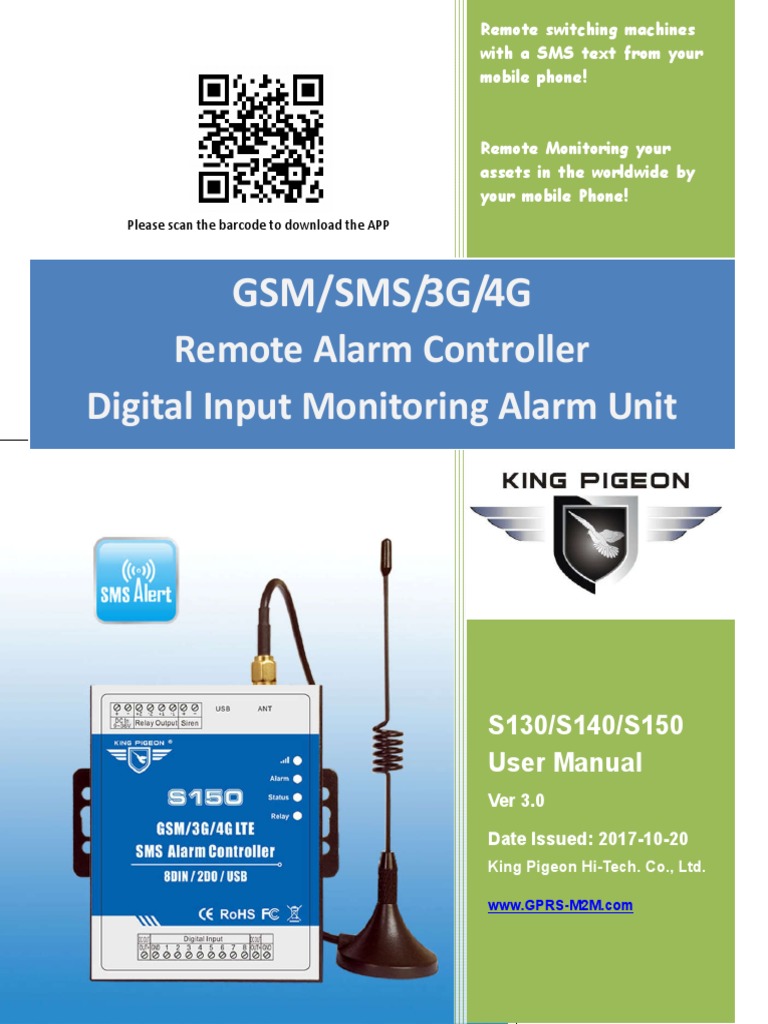 S130 S150 GSM SMS 3G 4G Alarm Controller Ver 3.0 | PDF | Relay | Usb