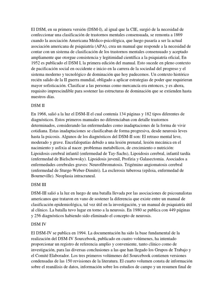 El DSM | PDF | Manual Diagnóstico y Estadístico de los Trastornos ...