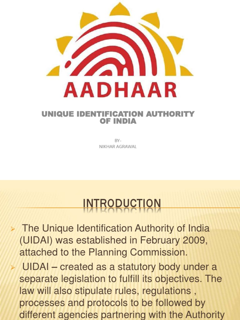 UIDAI: India's Unique Identification System | PDF | Identity Document ...