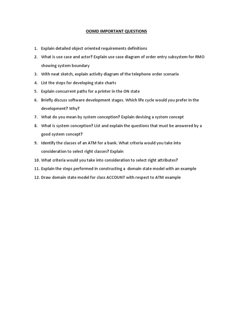 Oomd Important Questions | PDF | Computers