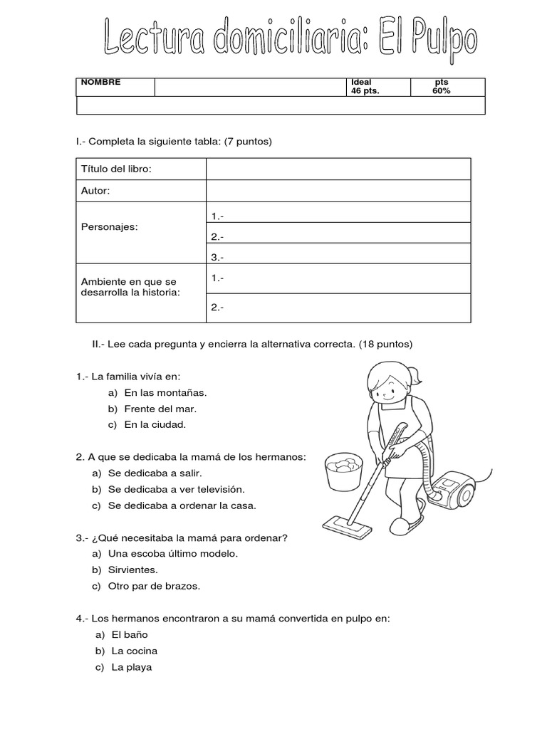 El Pulpo: Cuento y Actividades para Niños | PDF | Pulpo