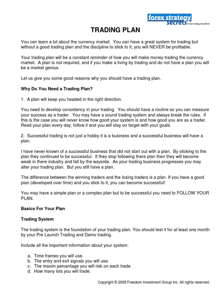 Trading Plan PDF | PDF | Algorithmic Trading | Market (Economics)