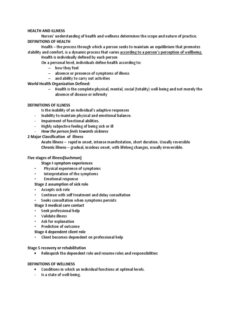 1 HEALTH AND ILLNESS Handouts | PDF | Action (Philosophy ...