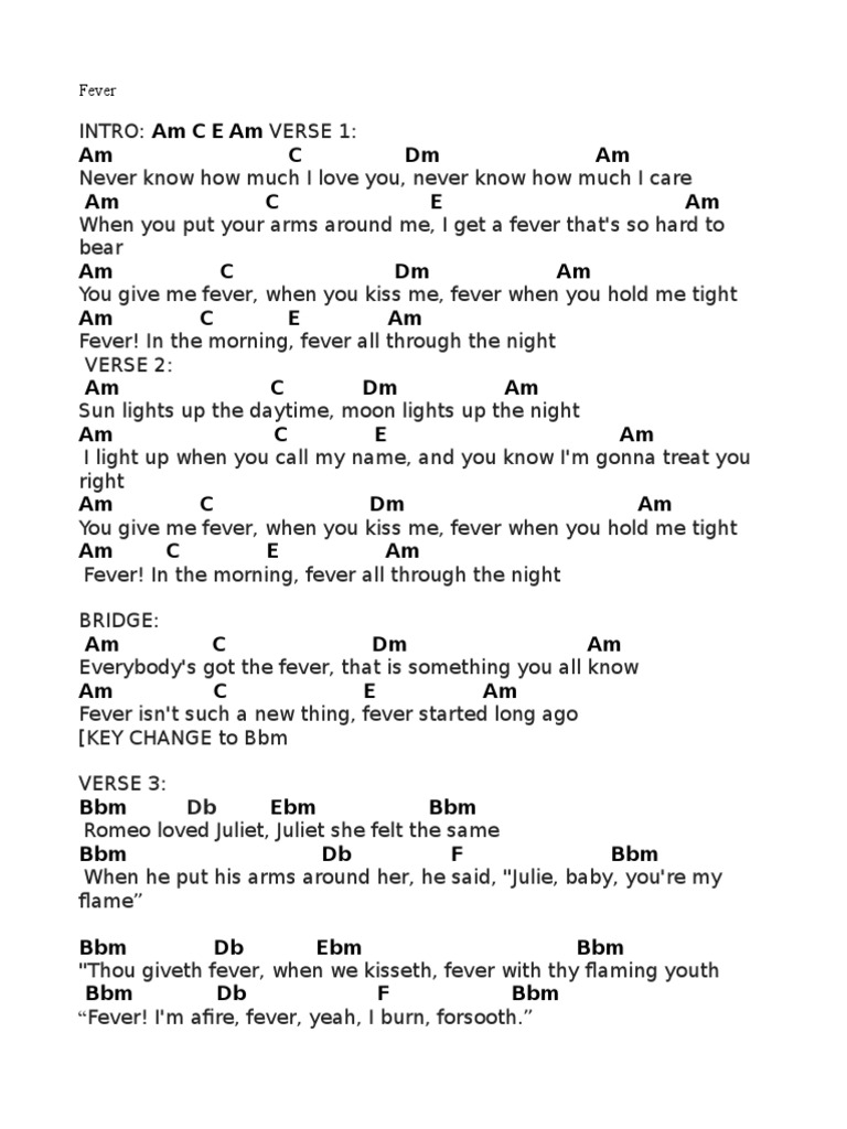 Fever Chords | PDF | Fahrenheit | Song Structure