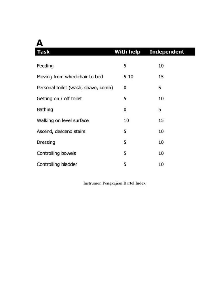 Instrumen Bartel Index-Digabungkan | PDF | Dementia | Cognitive Science