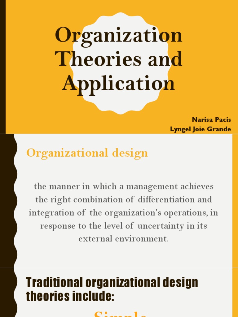 Organizational Theories and Application | PDF | Organizational ...