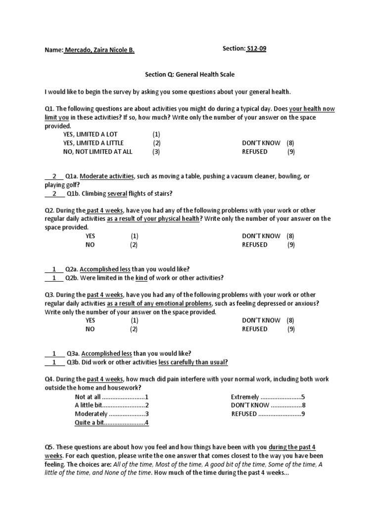 Supplemental Mental Health Questionnaire | PDF | Mental Disorder ...