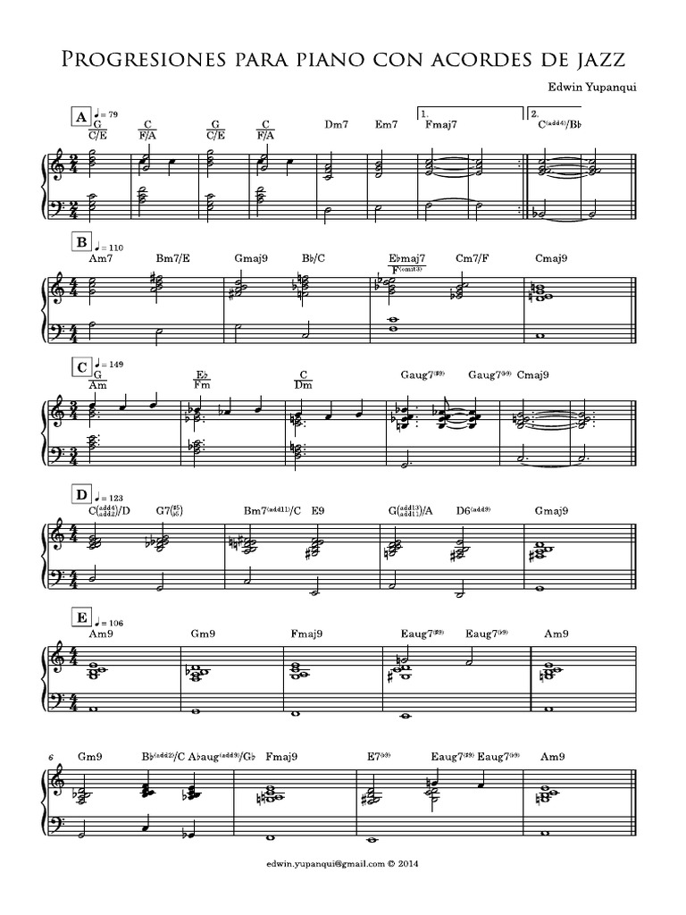 Progresiones para Piano Con Acordes de Jazz PDF | PDF