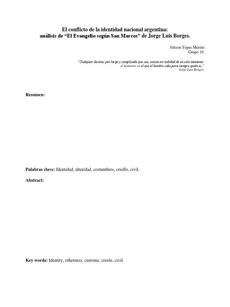 El Conflicto de La Identidad Nacional Argentina | PDF | Ensayos | Autor