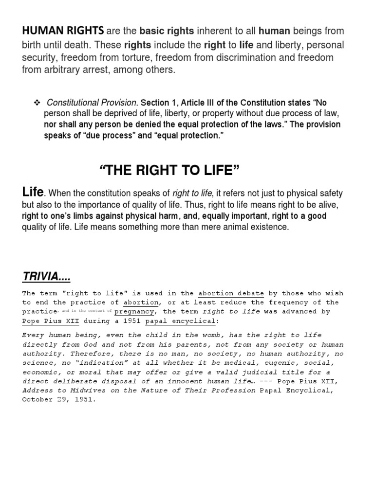 "The Right To Life": Human Rights | PDF | Human Rights | Rights