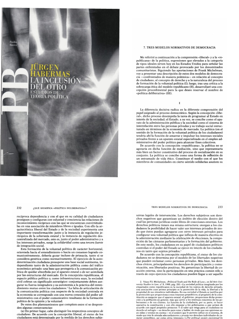 Habermas-La Inclusión Del Otro. Estudios de Teoría Política Título Original Die Einbeziehung Des ...