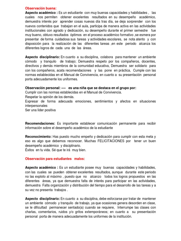 Observaciones | PDF | Modificación de comportamiento | Aprendizaje