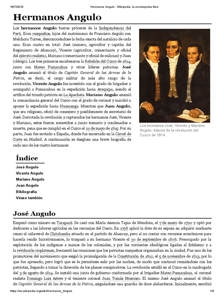 Hermanos Angulo - Wikipedia, La Enciclopedia Libre | PDF | Rebeliones ...