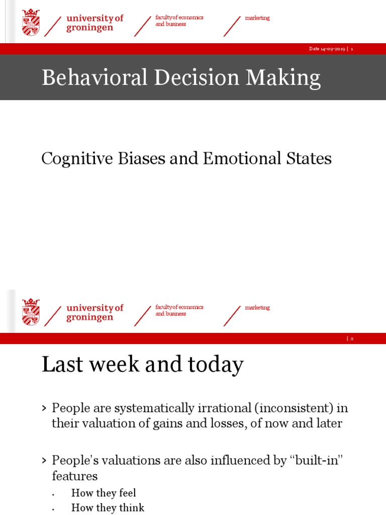 Lec 3 Cognitive Biases and Emotional States - Slides | PDF | Heuristics ...