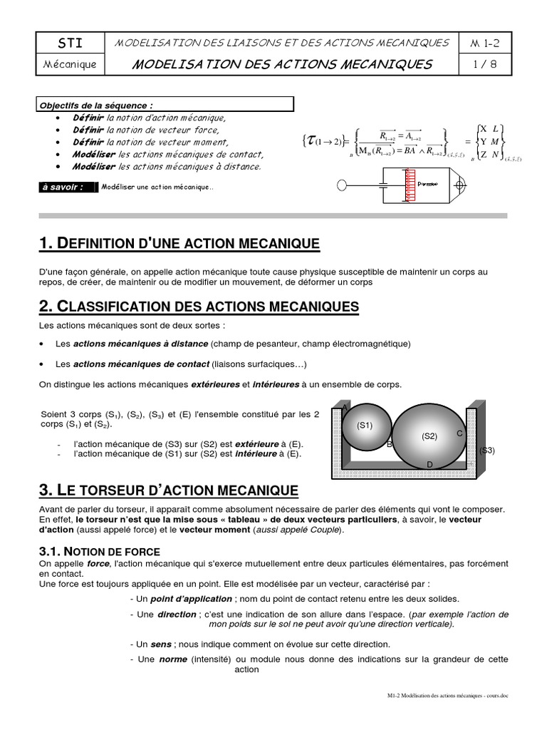 Modélisation des Actions Mécaniques | PDF | Moment d'une force | Obliger