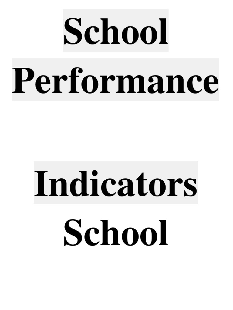 School Performance Metrics | PDF