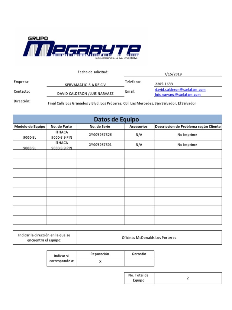 Formato para Recolección de Equipo Megabyte | PDF