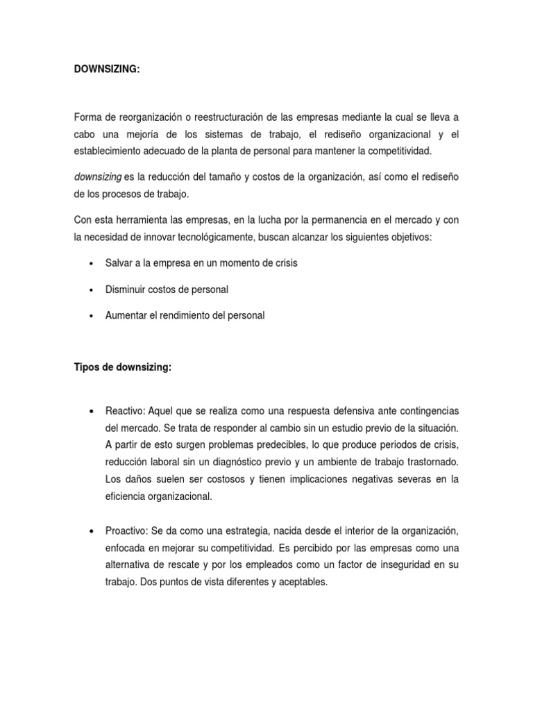 Downsizing | PDF | Benchmarking | Mercado (economía)