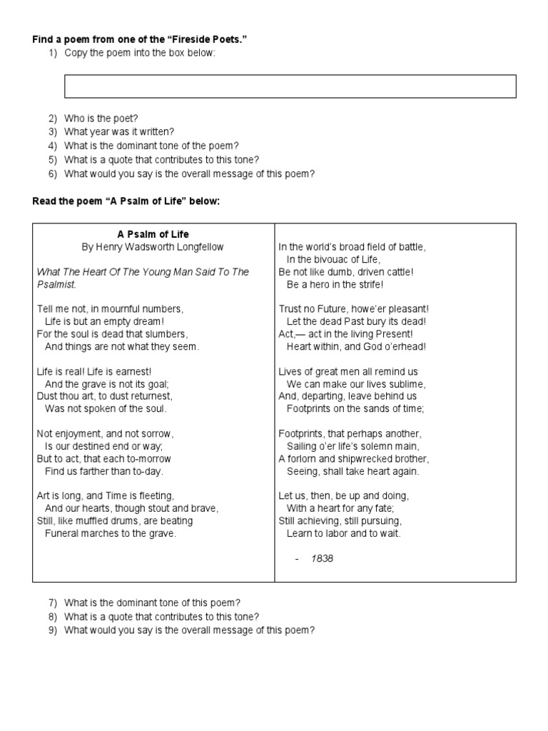 Taylor Lackey - Fireside Poets Assignment | PDF | Poetry