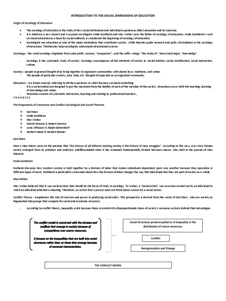 Introduction To The Social Dimensions of Education | PDF | Sociology ...