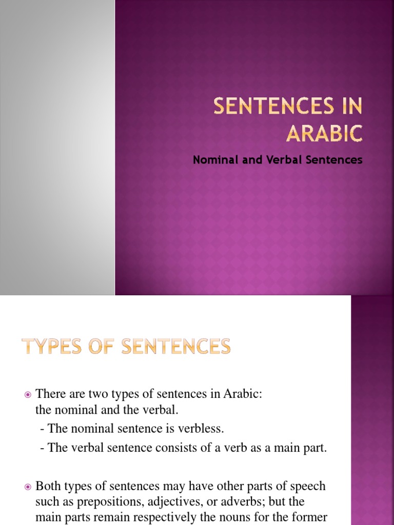 Sentences in Arabic | PDF | Verb | Sentence (Linguistics)