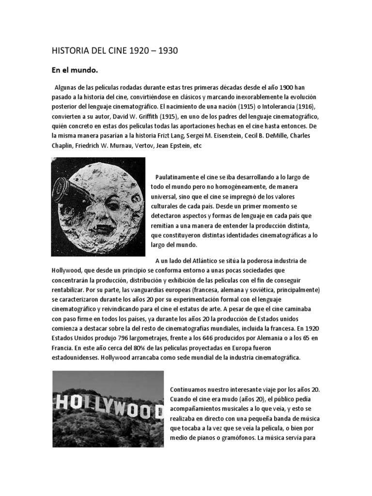 Historia Del Cine 1920-1930. | PDF | La música de la película ...