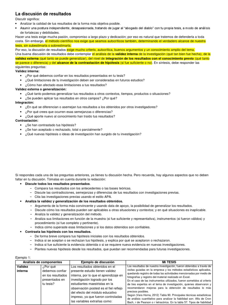 Guía para Una Buena Discusión | PDF | Estadísticas | Hipótesis