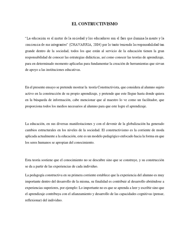 El Contructivismo | PDF | Constructivismo (filosofía de la educación ...