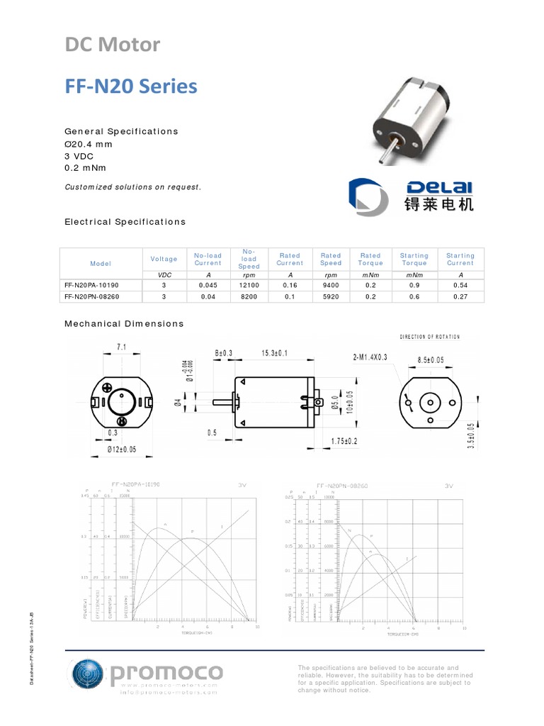 FF-N20 Series DC Motor Datasheet | PDF
