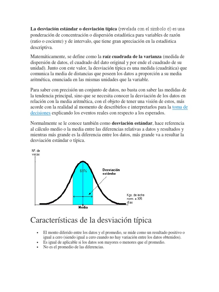 Características de la desviación típica | Desviación Estándar | Media