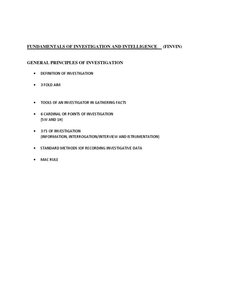 Fundamentals of Investigation Principles | PDF