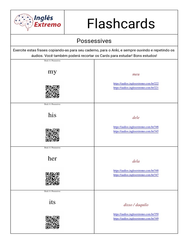 Flashcards: Possessives | PDF