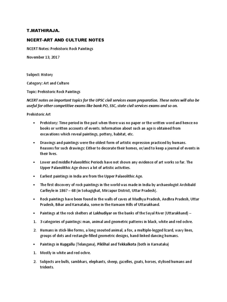 NCERT-Art and Culture Notes | PDF | Sculpture | Paintings