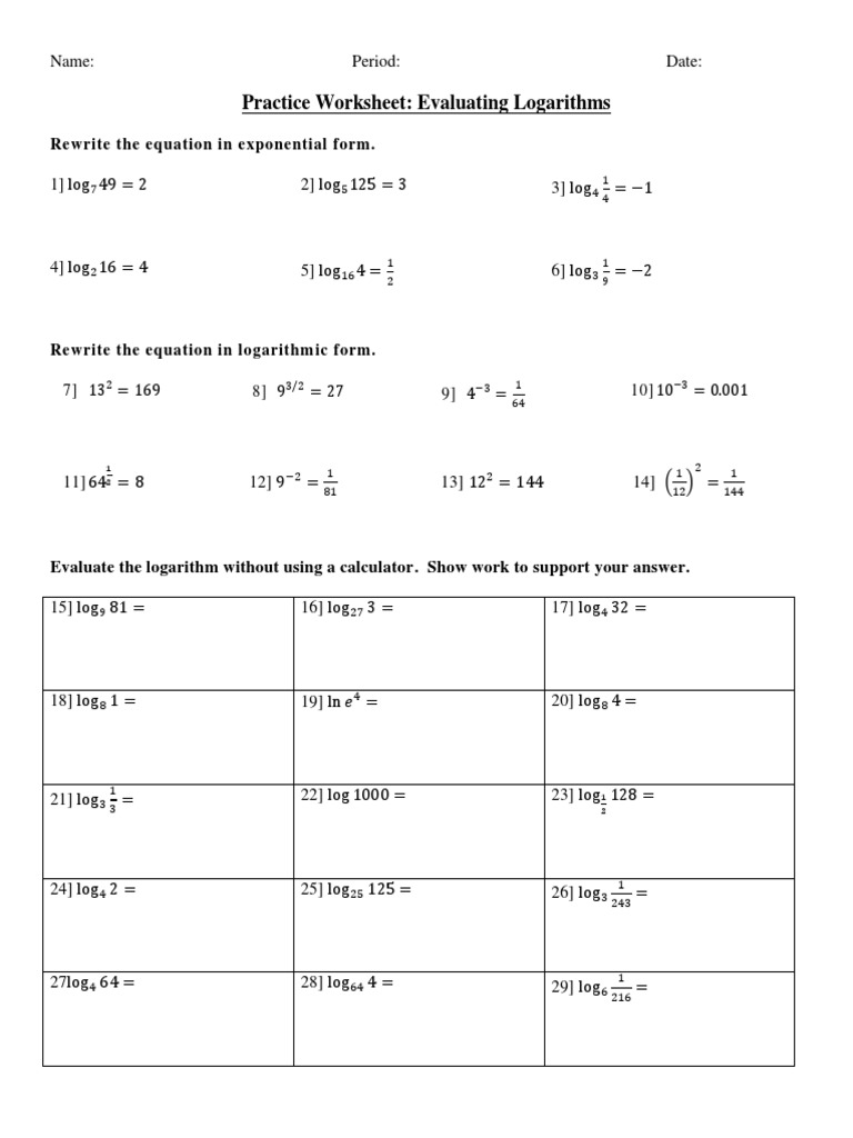 practice-worksheet-evaluating-logarithms-rewrite-the-equation-in