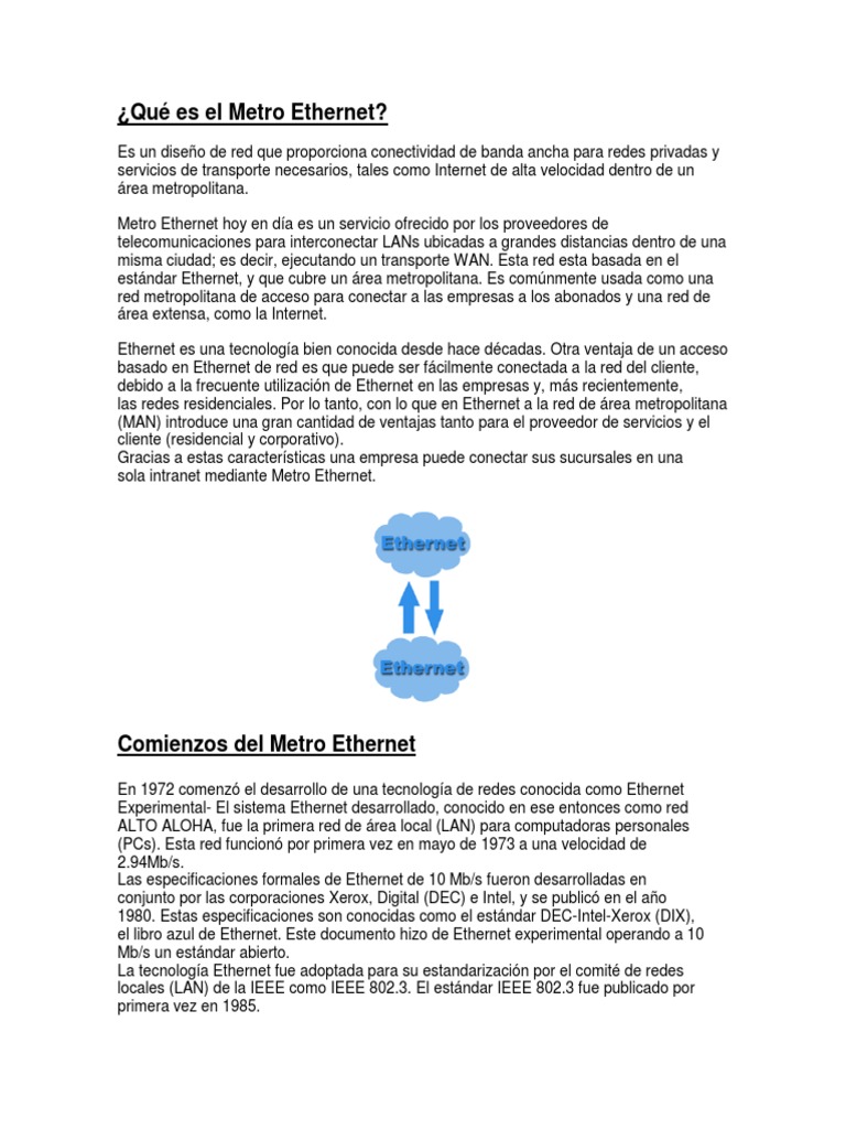 Qué Es El Metro Ethernet | PDF | Ethernet | Protocolos de internet
