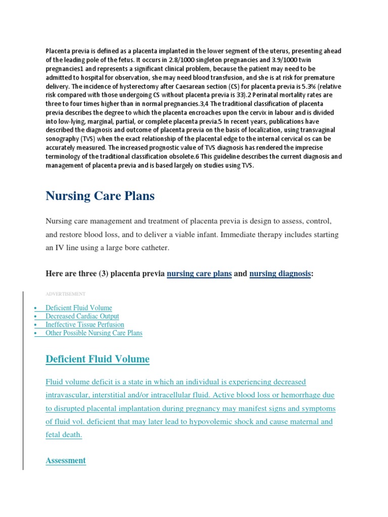 Understanding Placenta Previa Risks and Care | PDF | Human Pregnancy ...